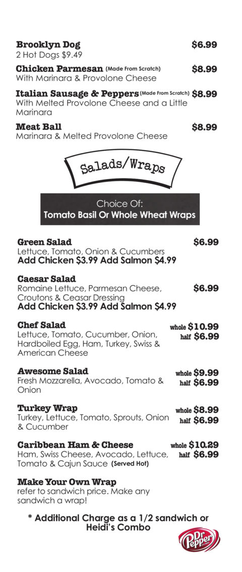 Menus | Heidi's Brooklyn Deli | Maine | Sandwiches, Platters, Breads ...