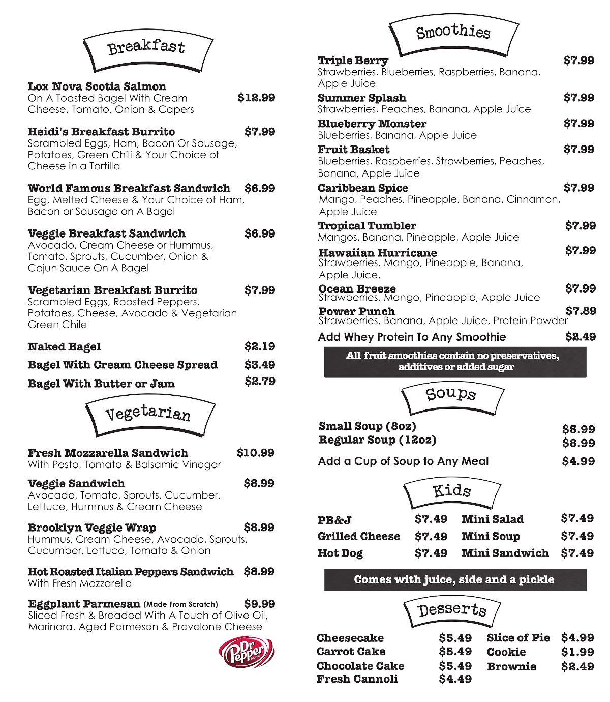 Menus | Heidi's Brooklyn Deli | Maine | Sandwiches, Platters, Breads ...